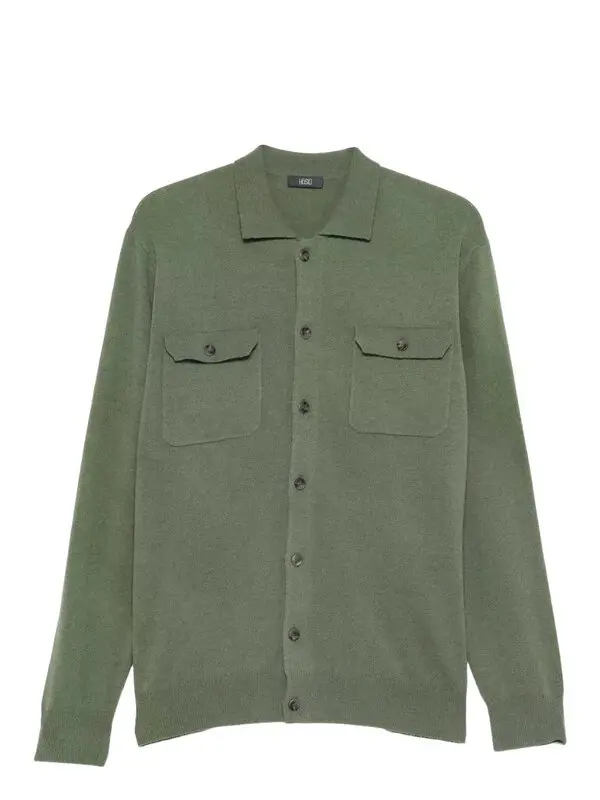 HOSIO Chest-pocket Cardigan - Green