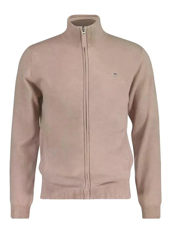 Gant Zip Lambswool Cardigan - Neutrals