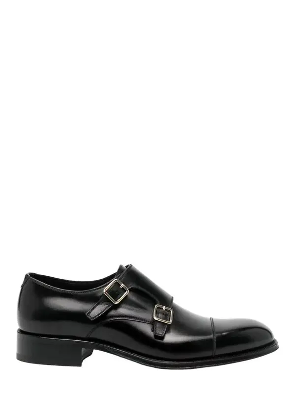 TOM FORD Claydmon Leather Monk Shoes - Black