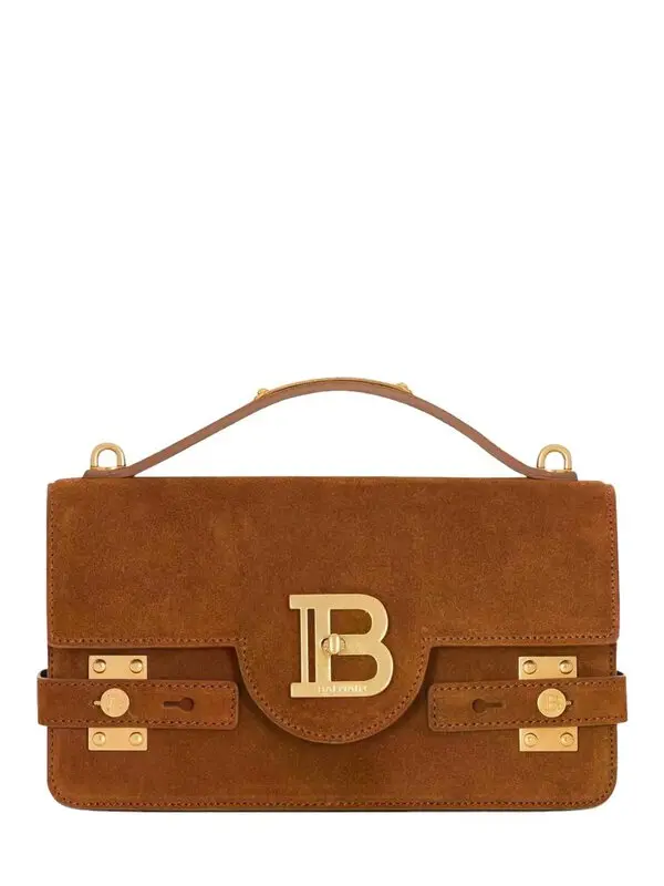 Balmain B-buzz 24 Suede Shoulder Bag - Brown