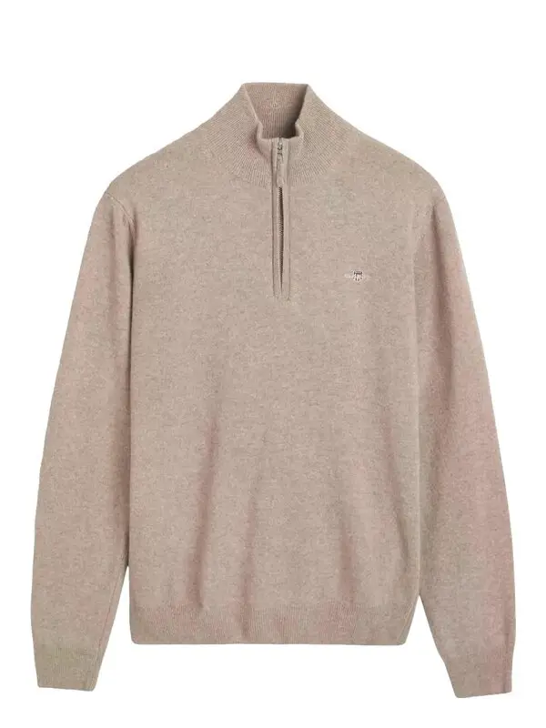 Gant Half-zip Lambswool Sweater - Neutrals