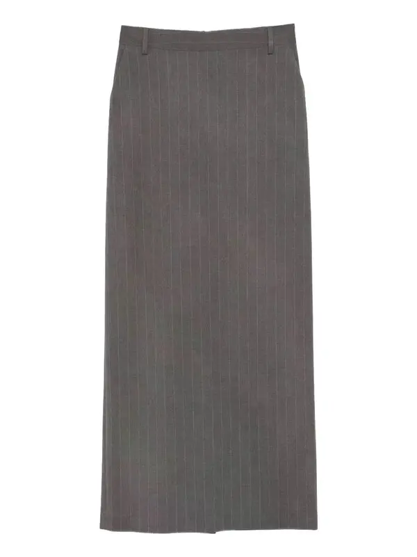 THE NINA STUDIO Pinstriped Maxi Skirt - Grey