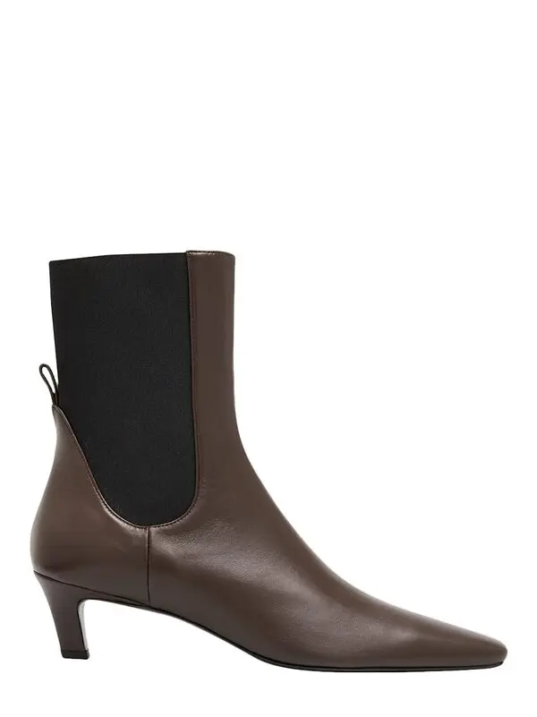 TOTEME Leather Mid-heel Ankle Boots - Brown