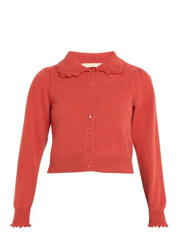 Ulla Johnson Kalila Collared Cashmere Crop Cardigan - Coral