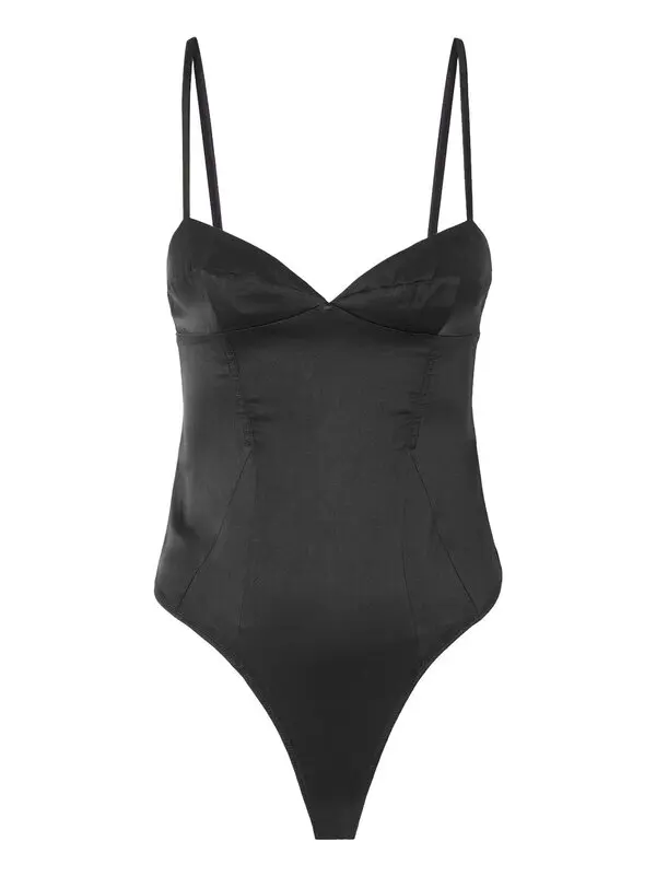 Kiki De Montparnasse Tous Les Jours Stretch-silk Bodysuit - Black
