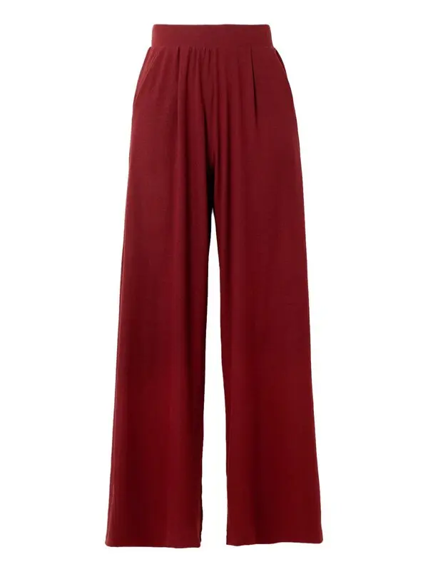LESET Lauren Knitted Wide-leg Pants - Red