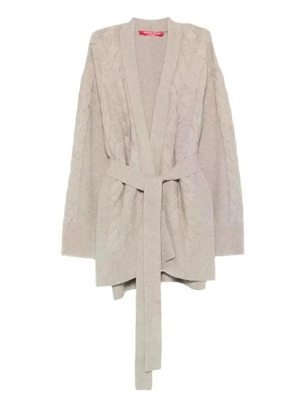 Marina Rinaldi Cable-knit Tie Cardigan - Neutrals