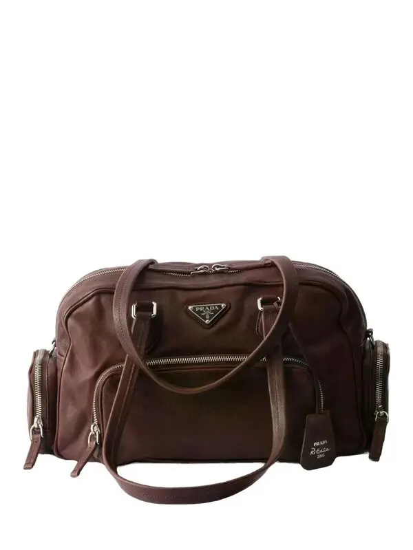 Prada Leather Zip Tote - Brown