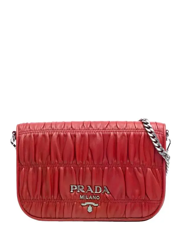 Prada Nappa Gaufre Chain Flap Bag - Red