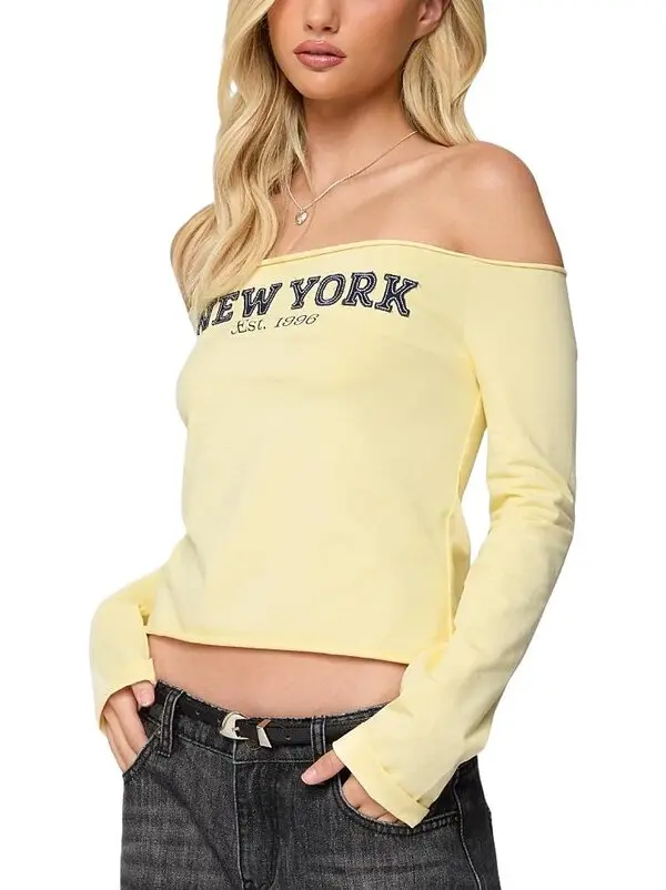 EDIKTED Off-shoulder Top - Yellow