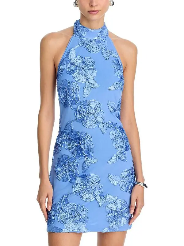 Remain Birger Christensen Beaded Halter Neck Dress - Blue
