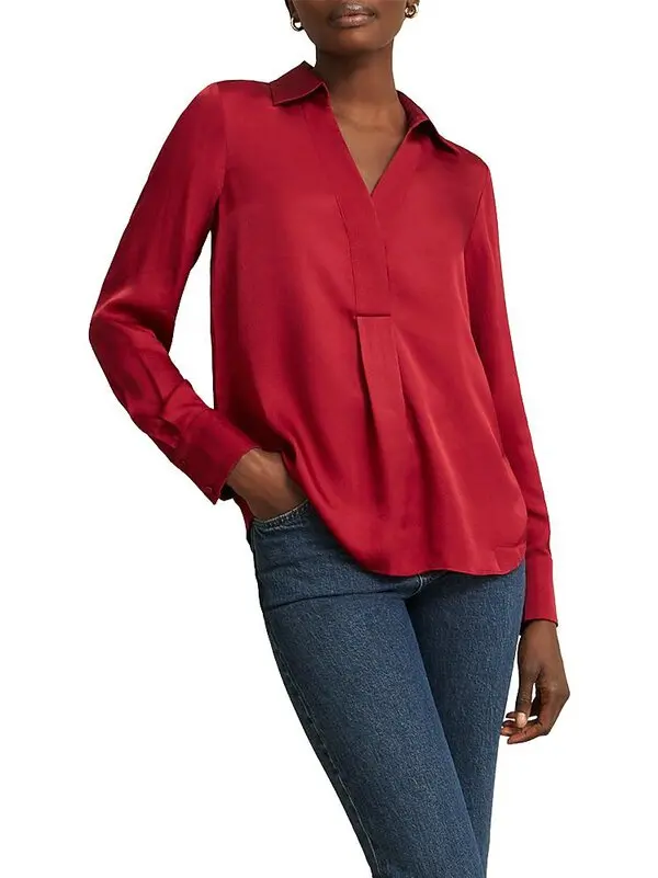HOBBS LONDON Marie Satin Blouse - Pomegranate