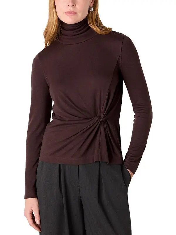 Whistles Roll Neck Twist Front Top - Brown