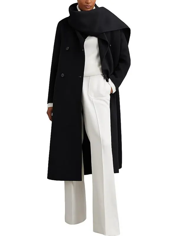 REISS Long Scarf Coat - Navy
