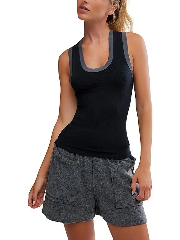 Free People Ribbed Tank Top - Black