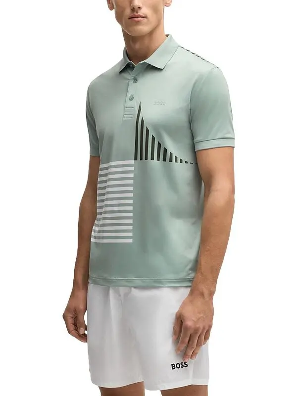 BOSS Paddy Striped Polo - Open Green