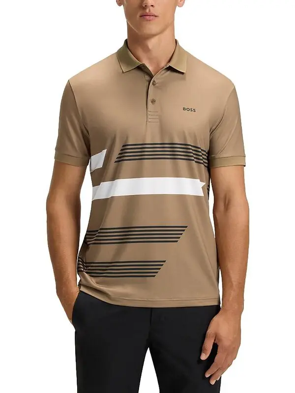 BOSS Paddy Tape Print Polo - Medium Beige