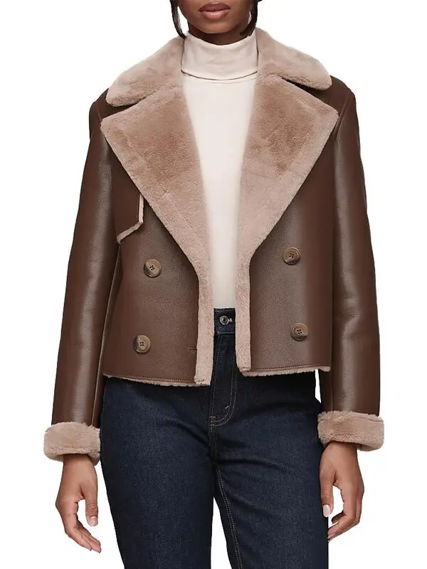 Bagatelle Faux Shearling Double Breasted Jacket - Chocolate