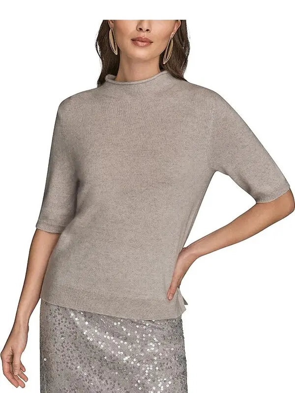 Donna Karan New York Wool Cashmere Mock Neck Pullover - Vapor Heather