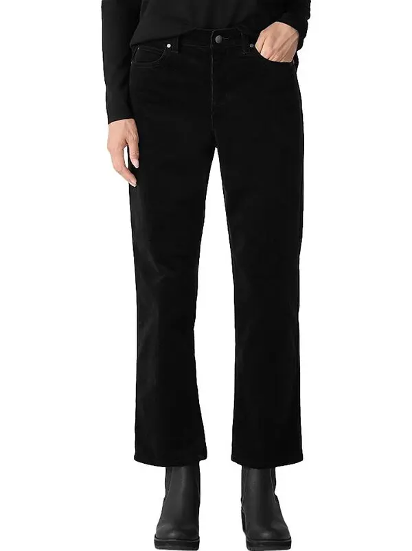 Eileen Fisher High Waisted Straight Ankle Jeans - Black