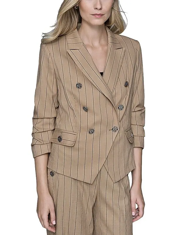 Karl Lagerfeld Paris Striped Double Breasted Jacket - Cartouche