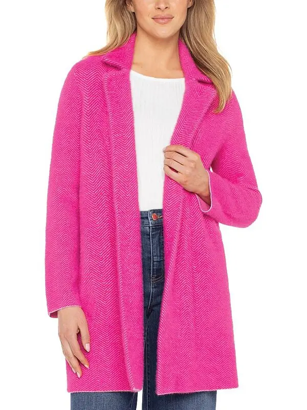 LIVERPOOL Long Sleeve Open Front Sweater Coat - Dark Raspberry