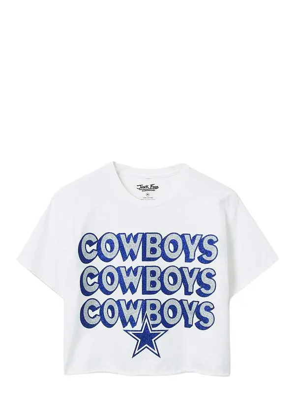 Junk Food Clothing Nfl Dallas Cowboys Glitter Crop T-shirt - White