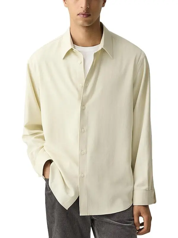 Theory Relaxed Shirt In Leaf Twill - Oat Milk