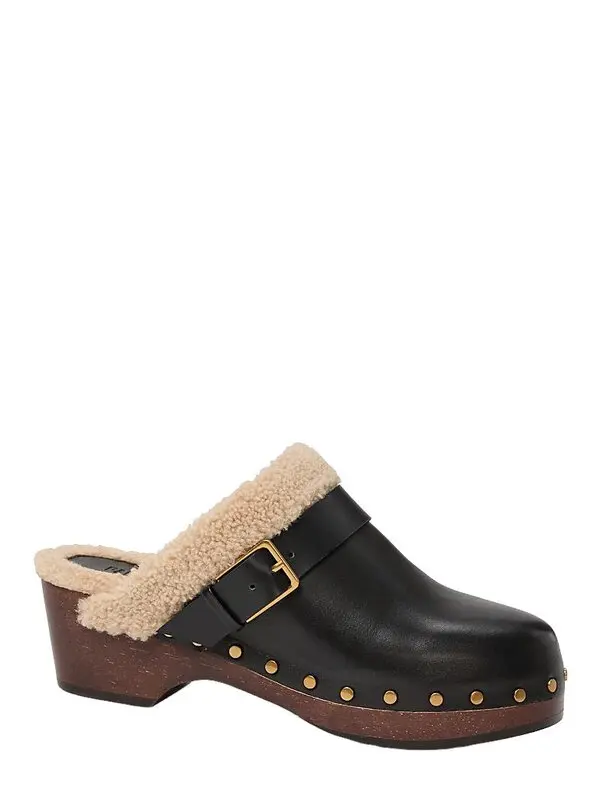 Paige Helena Studded Buckled Mules - Black