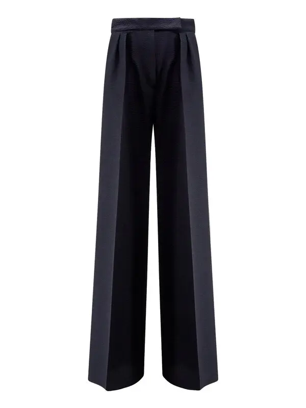 Max Mara Virgin Wool Wide Leg Trousers - Blue
