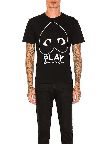 Play Comme Des Garcon Emblem Cotton Tee - Black