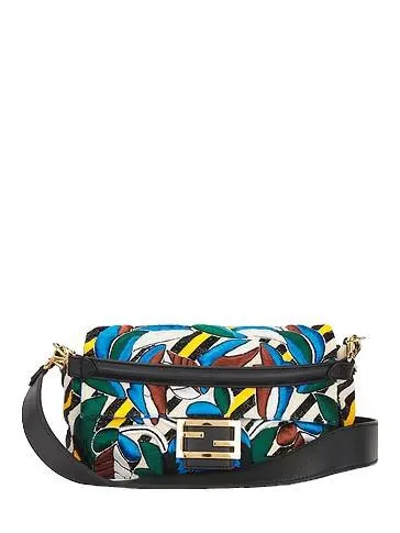 Fendi Beaded Vitello Dolce Leaf Embroidered Mama Baguette Shoulder Bag - Multi