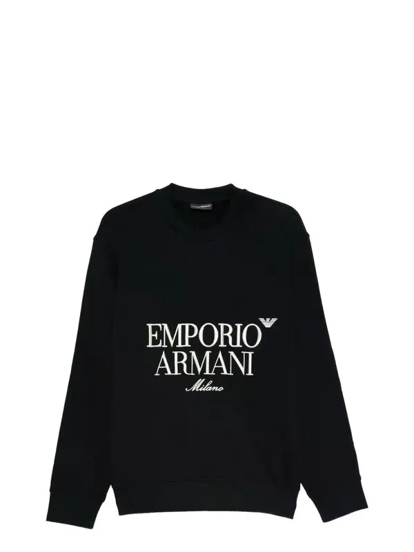 Emporio Armani Logo Embroidered Crew-neck Sweatshirt - Blue