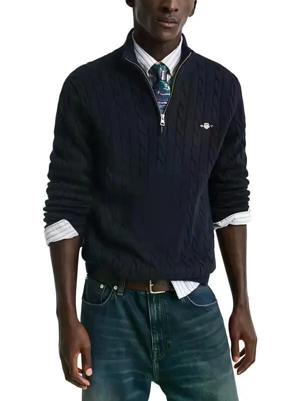 Gant Cable-knit Half-zip Pullover - Blue