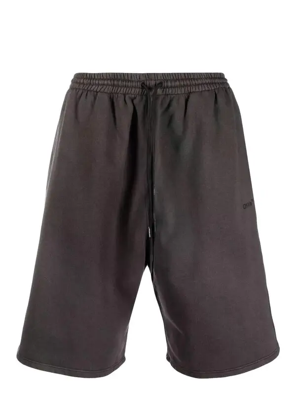 Off-White Diag-stripe Cotton Shorts - Grey
