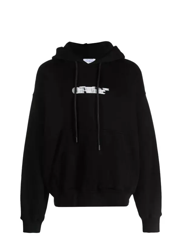 Off-White Cotton Hoodie With Logo - Black