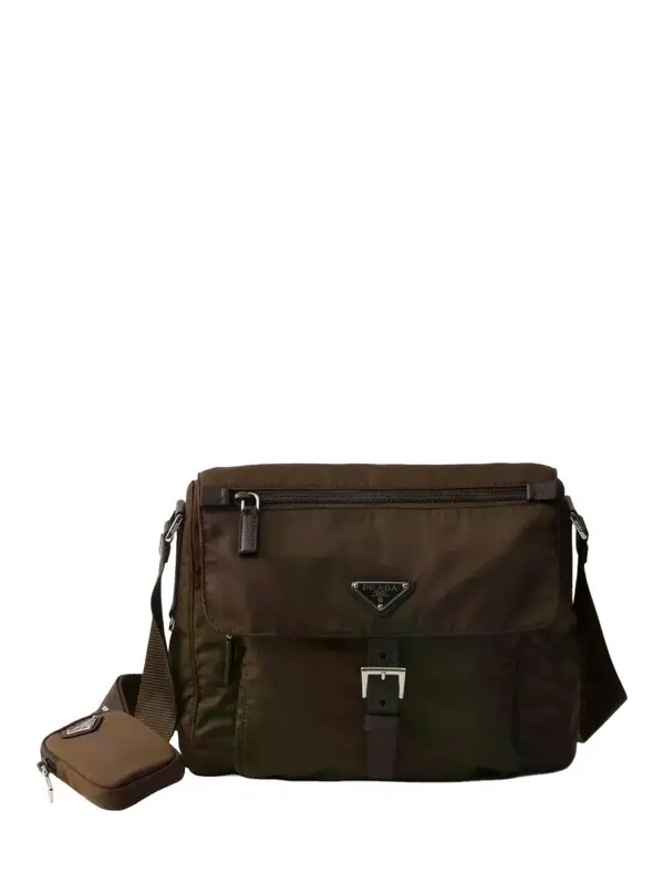Prada Buckle Crossbody Bag With Zipper Pockets - Brown