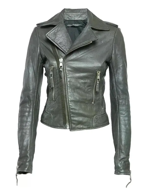 Balenciaga Lambskin Leather Zip-up Jacket - Grey
