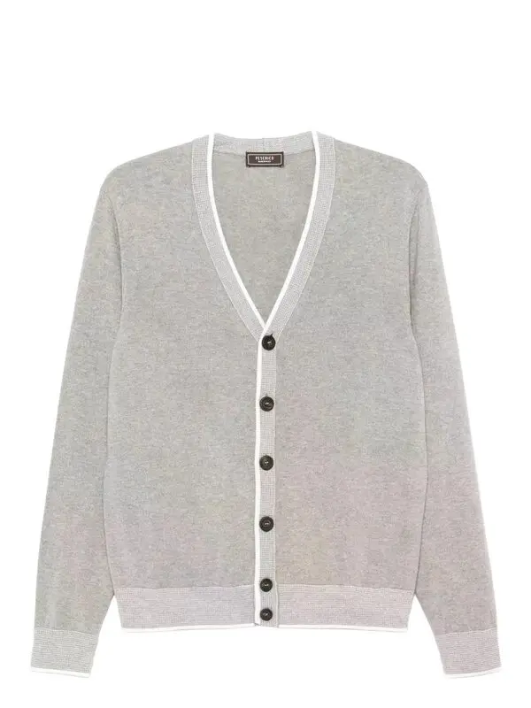 Peserico Contrast-trim V-neck Cardigan - Grey
