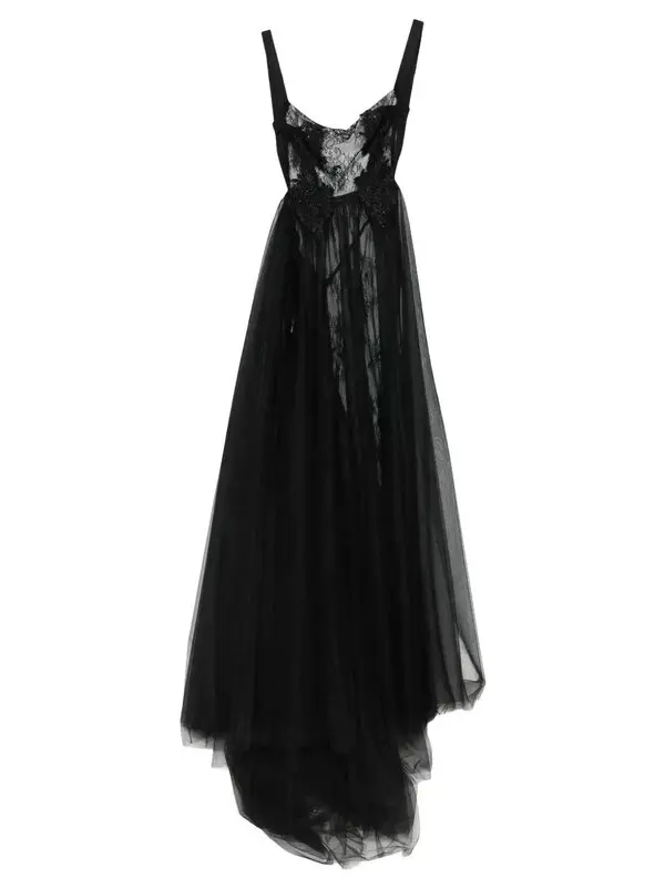 Alchemy Fashions Floral-lace Maxi Dress - Black