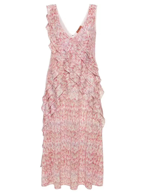 Missoni Zigzag Ruffled Midi Dress - Pink