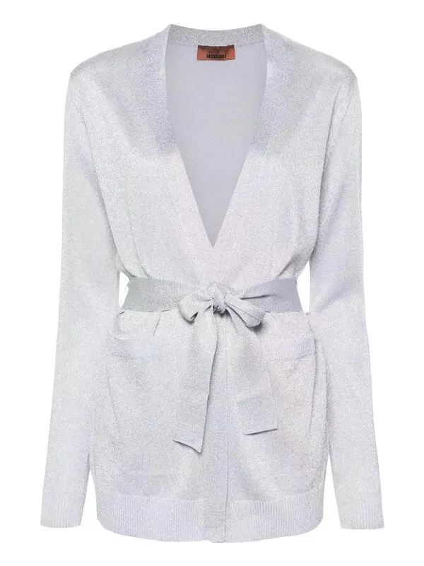 Missoni Metallic-threading Belted Cardigan - Silver