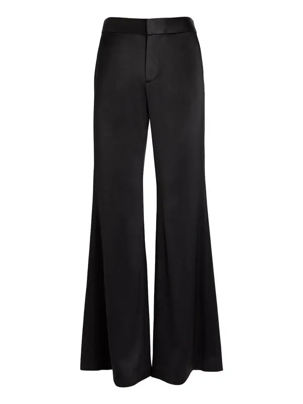 Alice + Olivia Shane Wide-leg Satin Trousers - Black