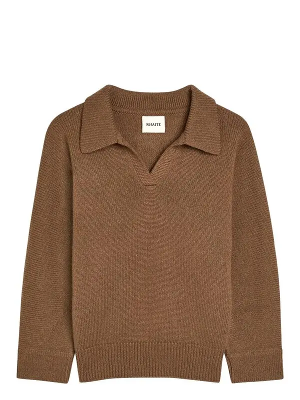 Khaite Herve Cashmere Polo Jumper - Camel