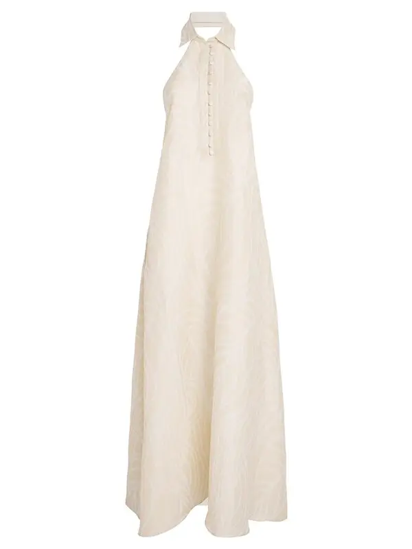 TALLER MARMO Linen Halterneck Maxi Dress - Ivory