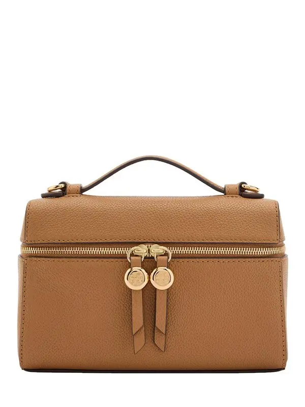 Tory Burch Romy Grained Leather Top Handle Bag - Tan
