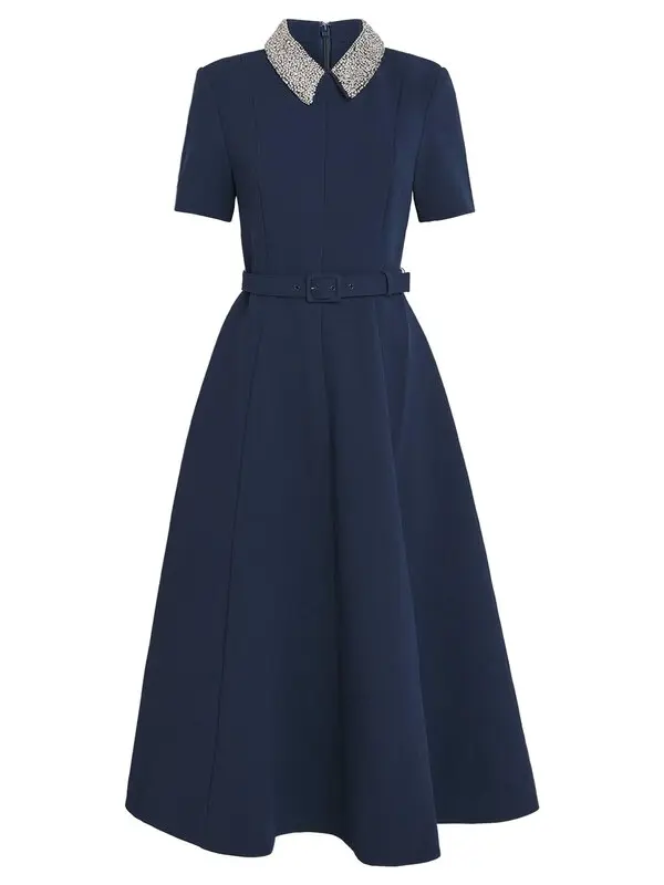 Rebecca Vallance Xena Embellished-collar Midi Dress - Navy