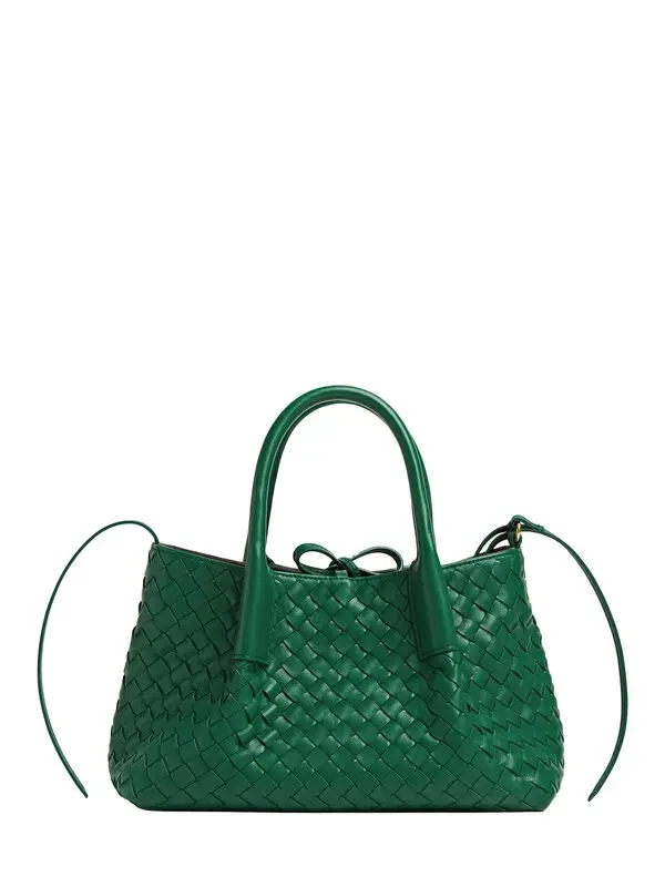 Bottega Veneta Leather Intrecciato Pinacoteca Top-handle Bag - Green