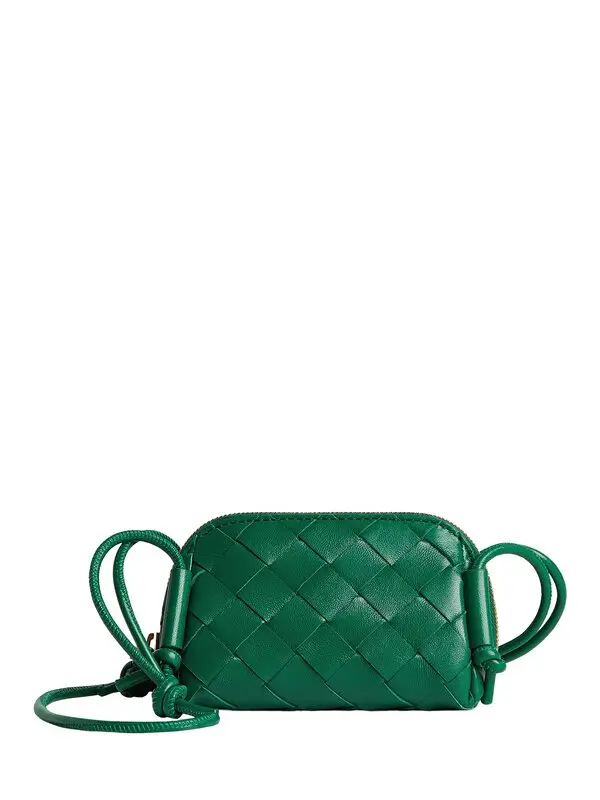 Bottega Veneta Leather Intrecciato Concert Pouch - Green