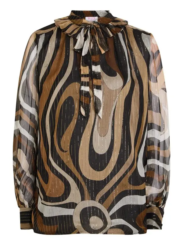 Emilio Pucci Patterned Silk-chiffon Blouse - Black
